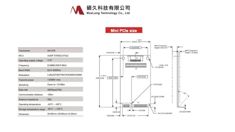 Sky LoRa S76-P01 mini PCIe - MaxLong Technology Co., Ltd.